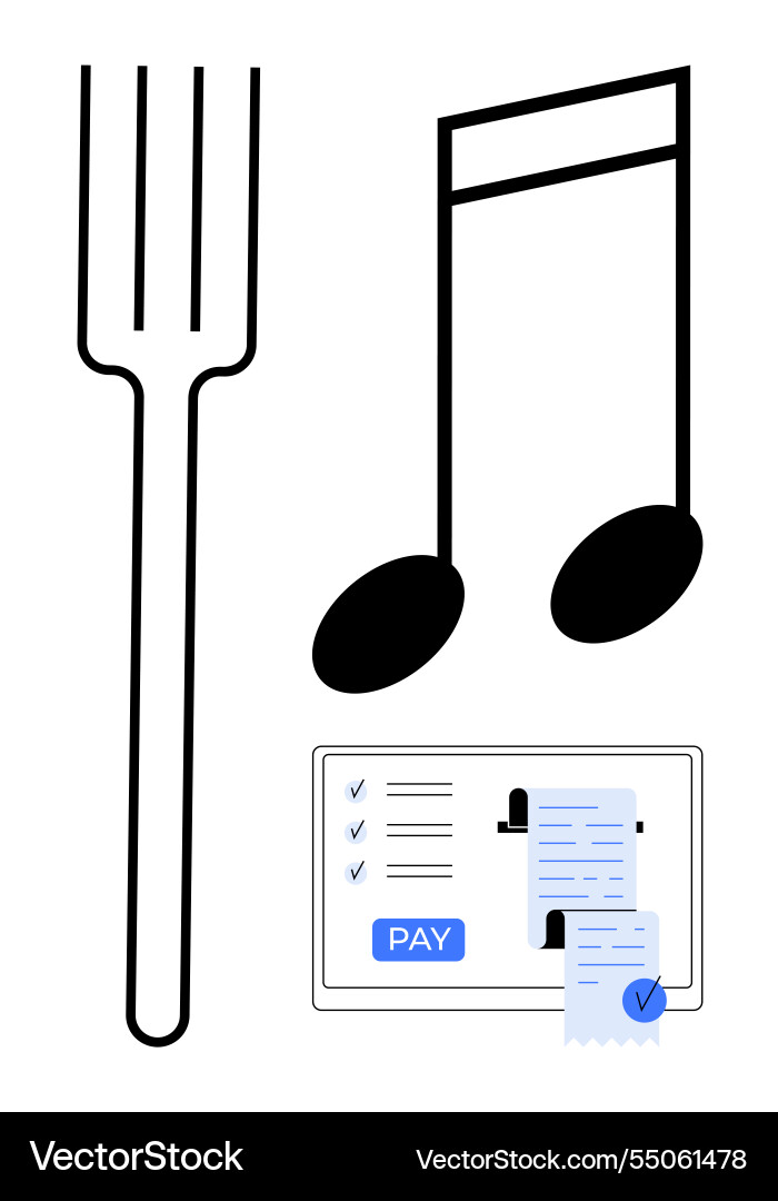 Fork with musical note and digital payment receipt
