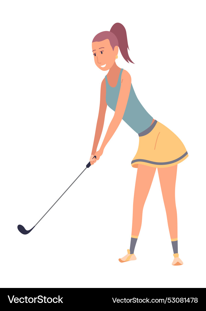 Golf player female golfer on course Royalty Free Vector