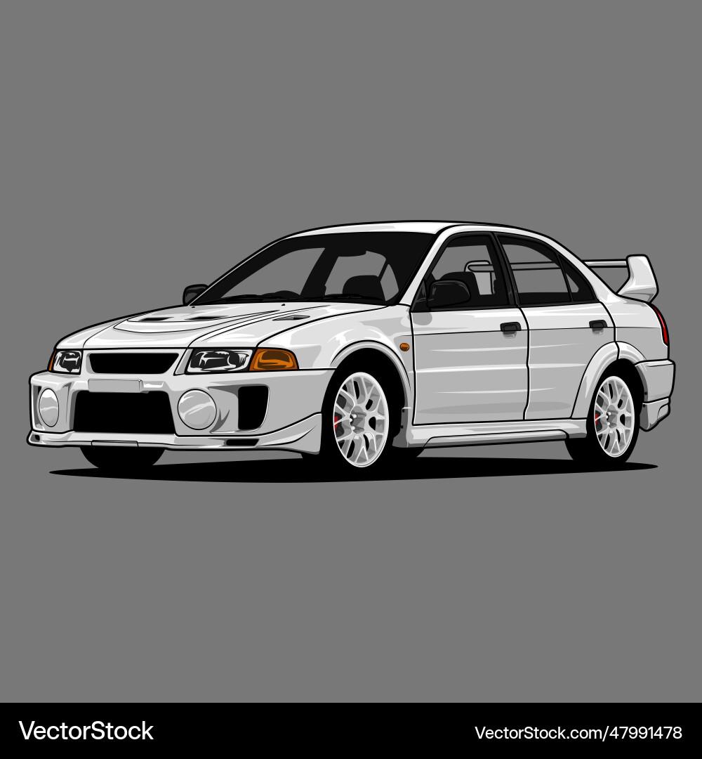 Lancer Evolution White Car Royalty Free Vector Image