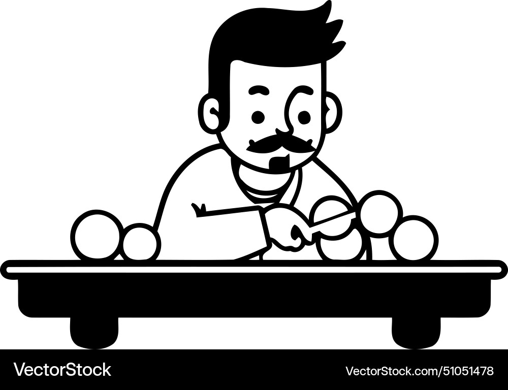 Man playing billiards in flat cartoon style Vector Image