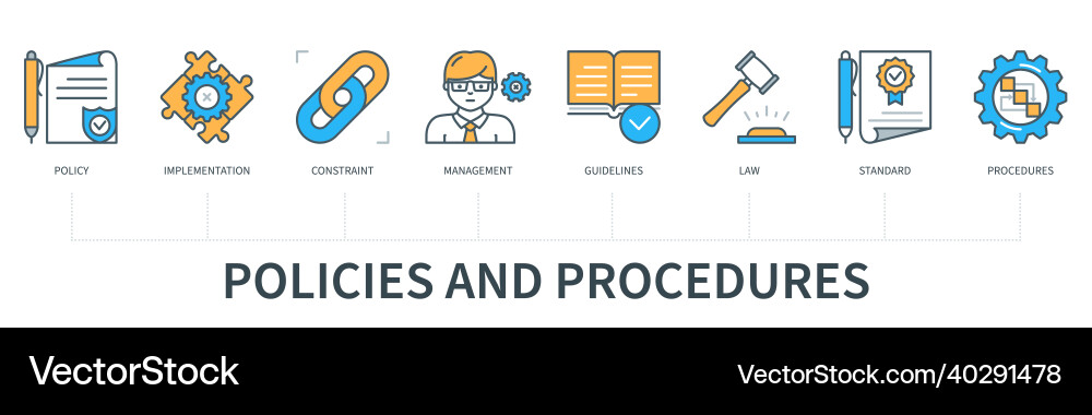 Policies and procedures concept with icons Vector Image