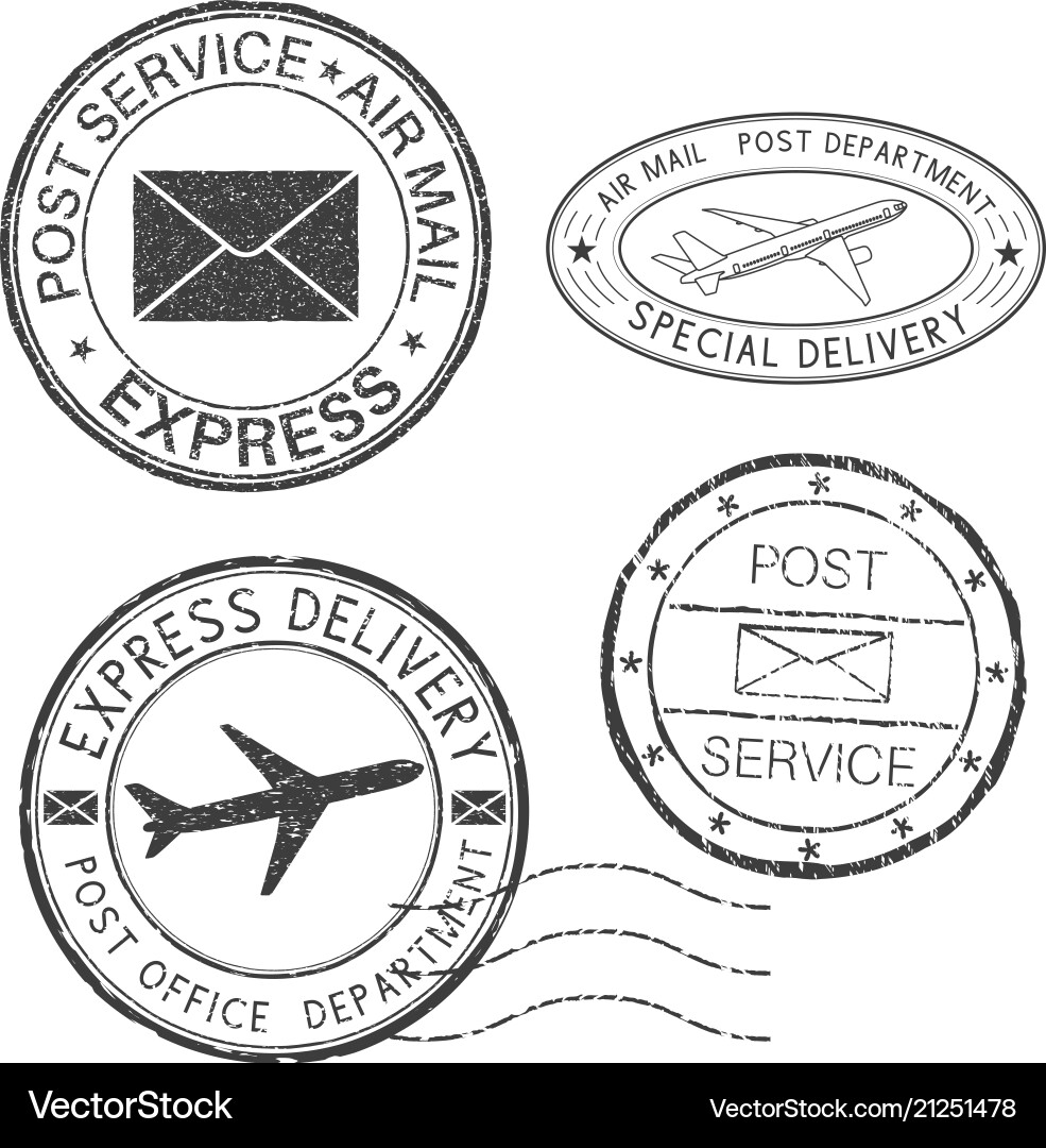 Postmarks black ink round postal stamps Royalty Free Vector