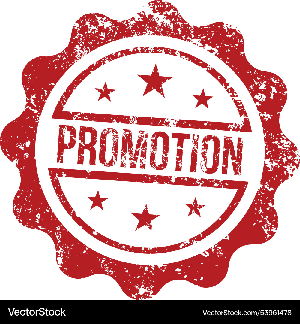 Promotion - red rubber stamp with grunge effect Vector Image