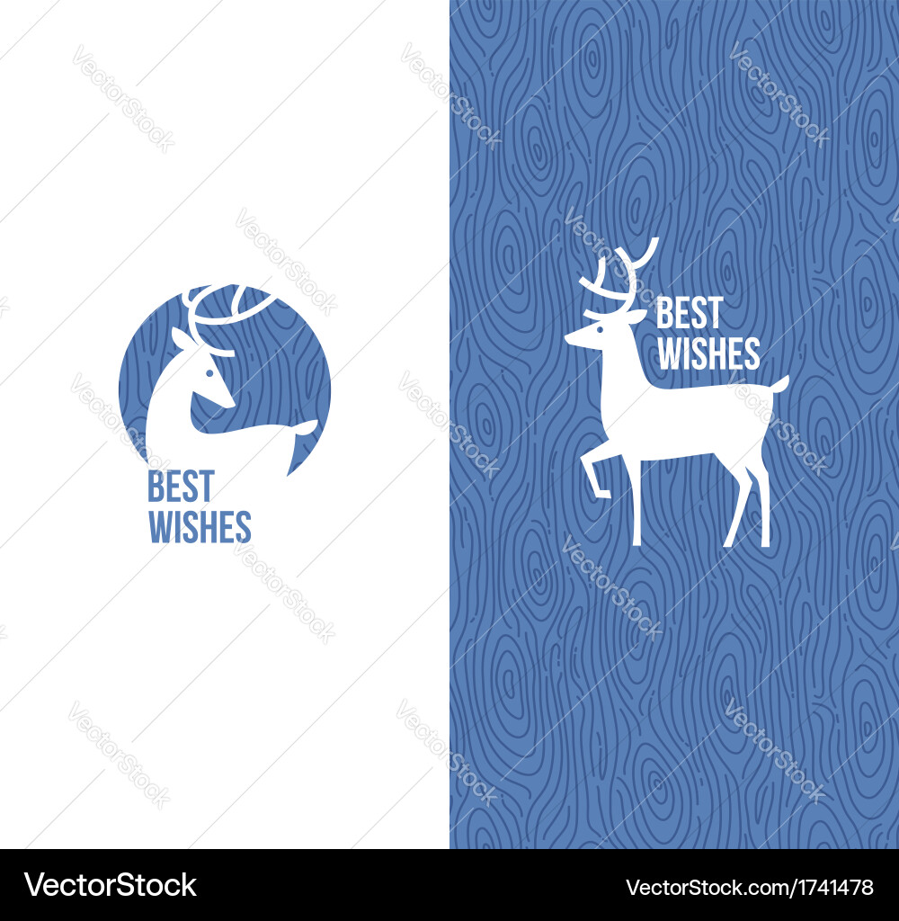 Retro Blue Deer Background Pattern Royalty Free Vector Image