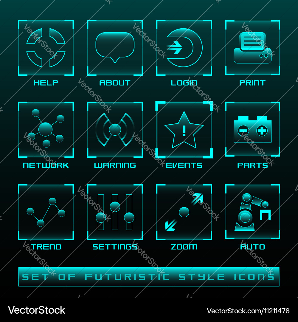 Set von futuristischen Benutzeroberfläche-Icons Vektorbild