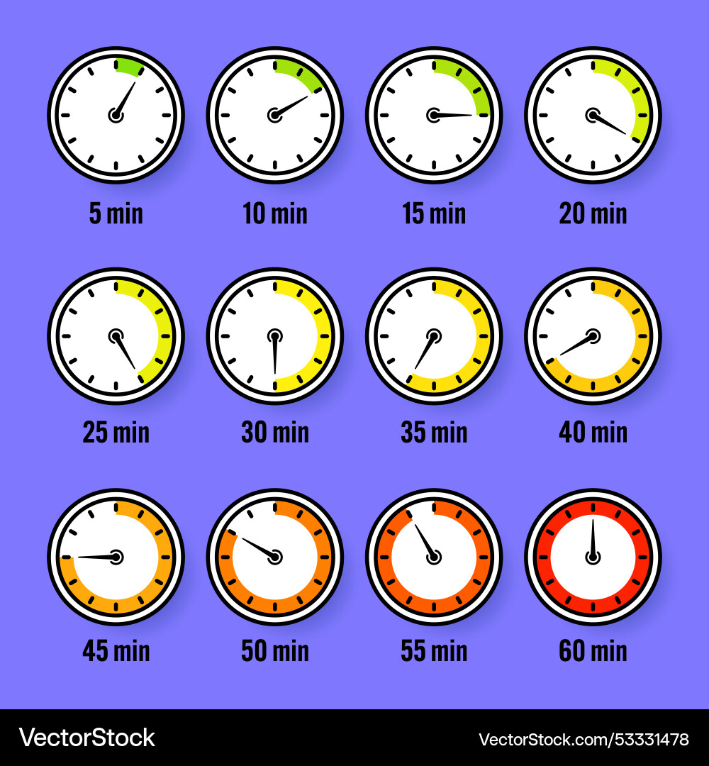 Stopwatch icons colorful simple chronometer time Vector Image
