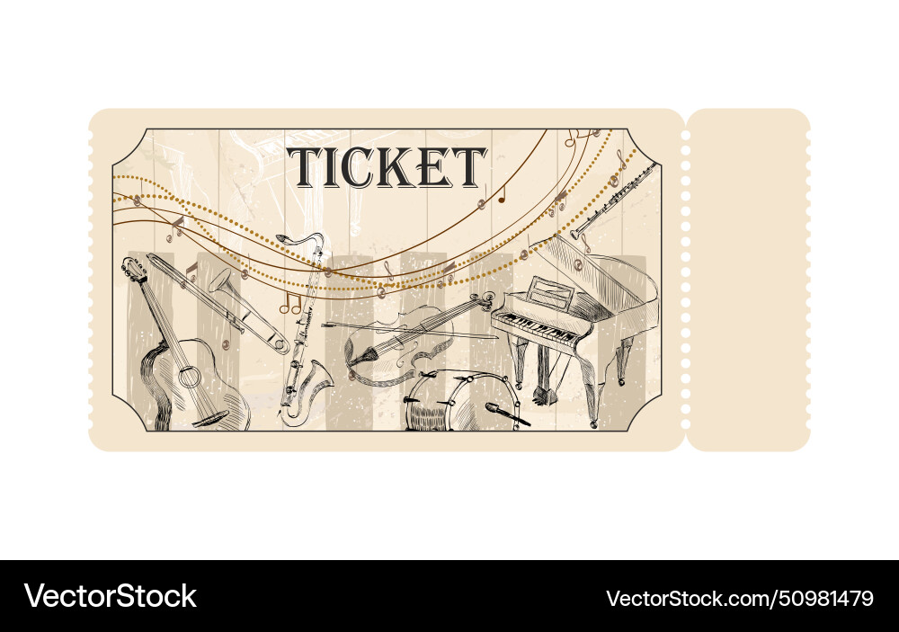 Concert ticket template Royalty Free Vector Image