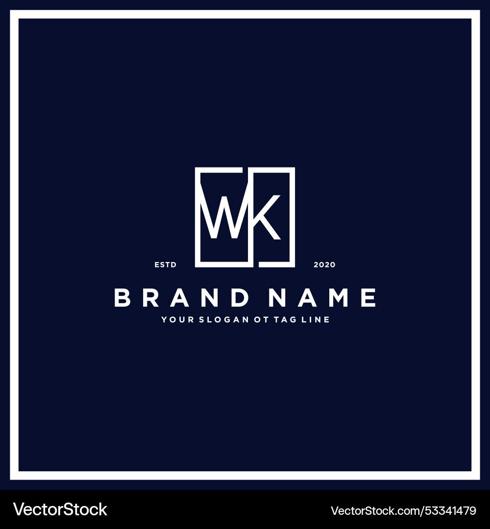 Creative letter wk square logo design concept Vector Image