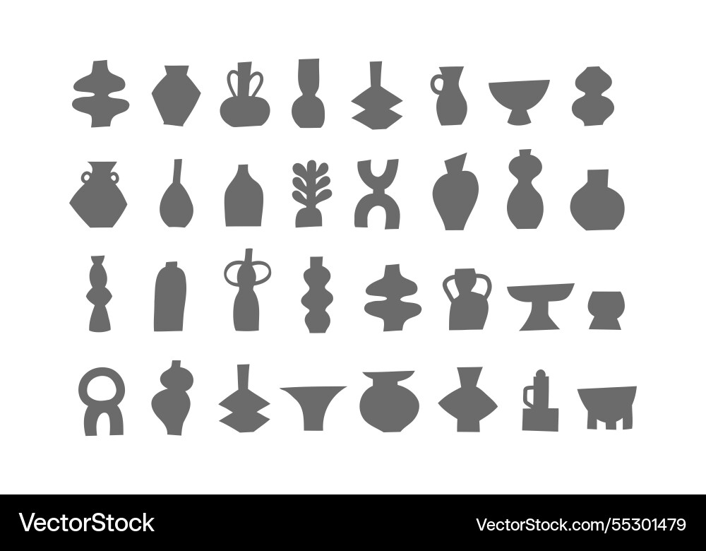 Different pottery vases and ceramic shape Vector Image