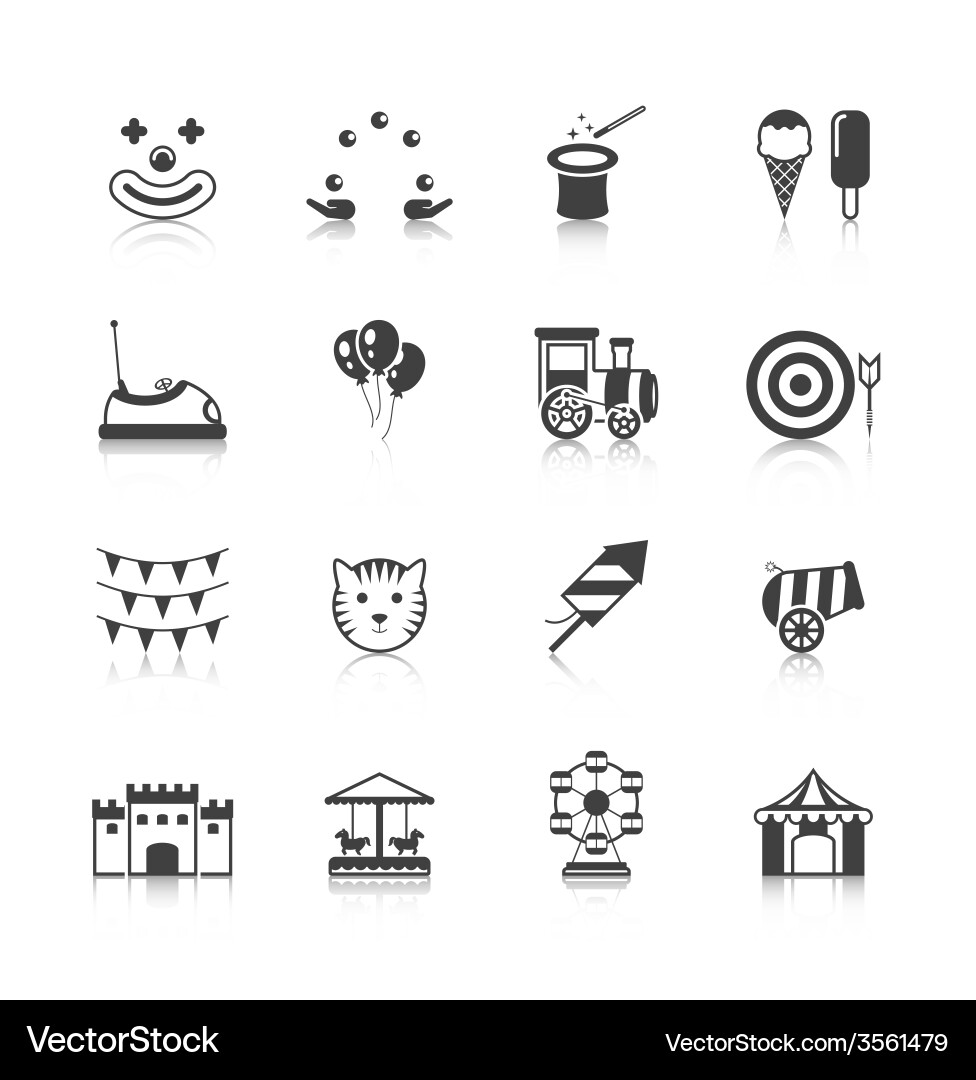 Freizeitpark Icons schwarz Lizenzfreies Vektorbild