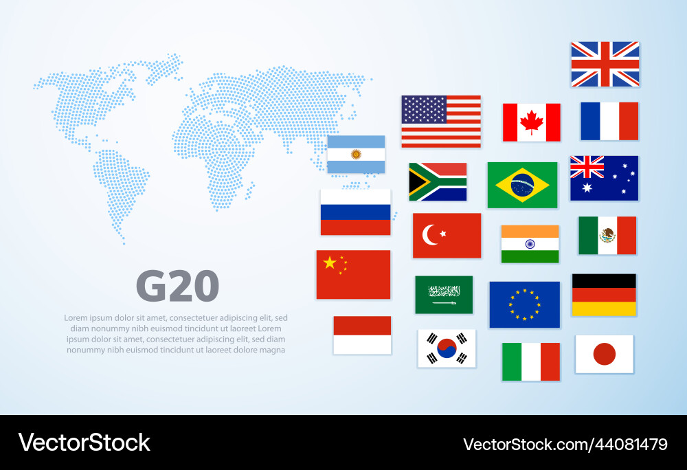 G20 world map countries infographic saudi arabia Vector Image