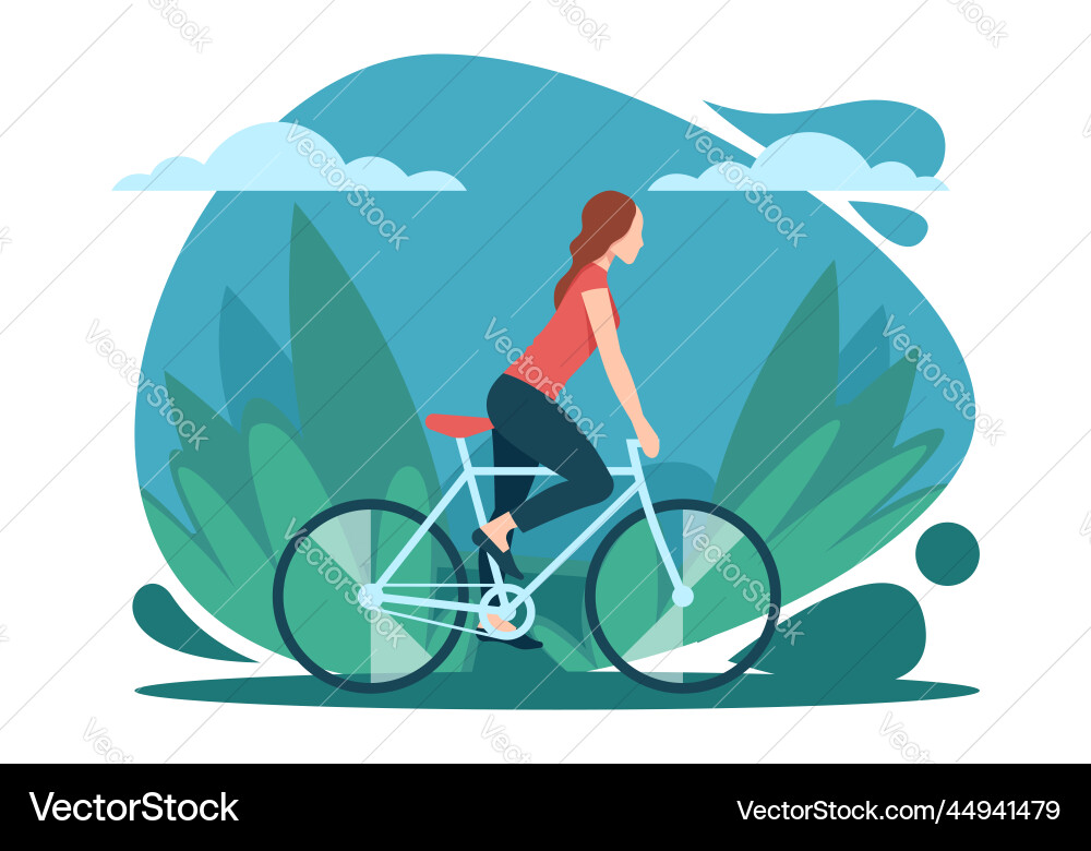 Girl riding a bicycle Royalty Free Vector Image