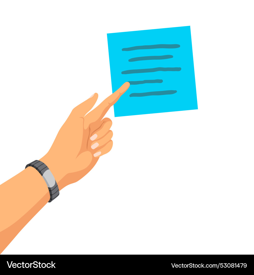 Hand and sticker sticky note realistic reminder Vector Image
