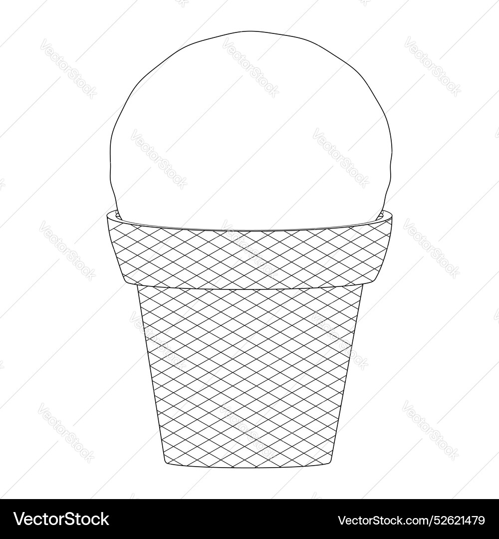 Ice cream cone coloring page Royalty Free Vector Image