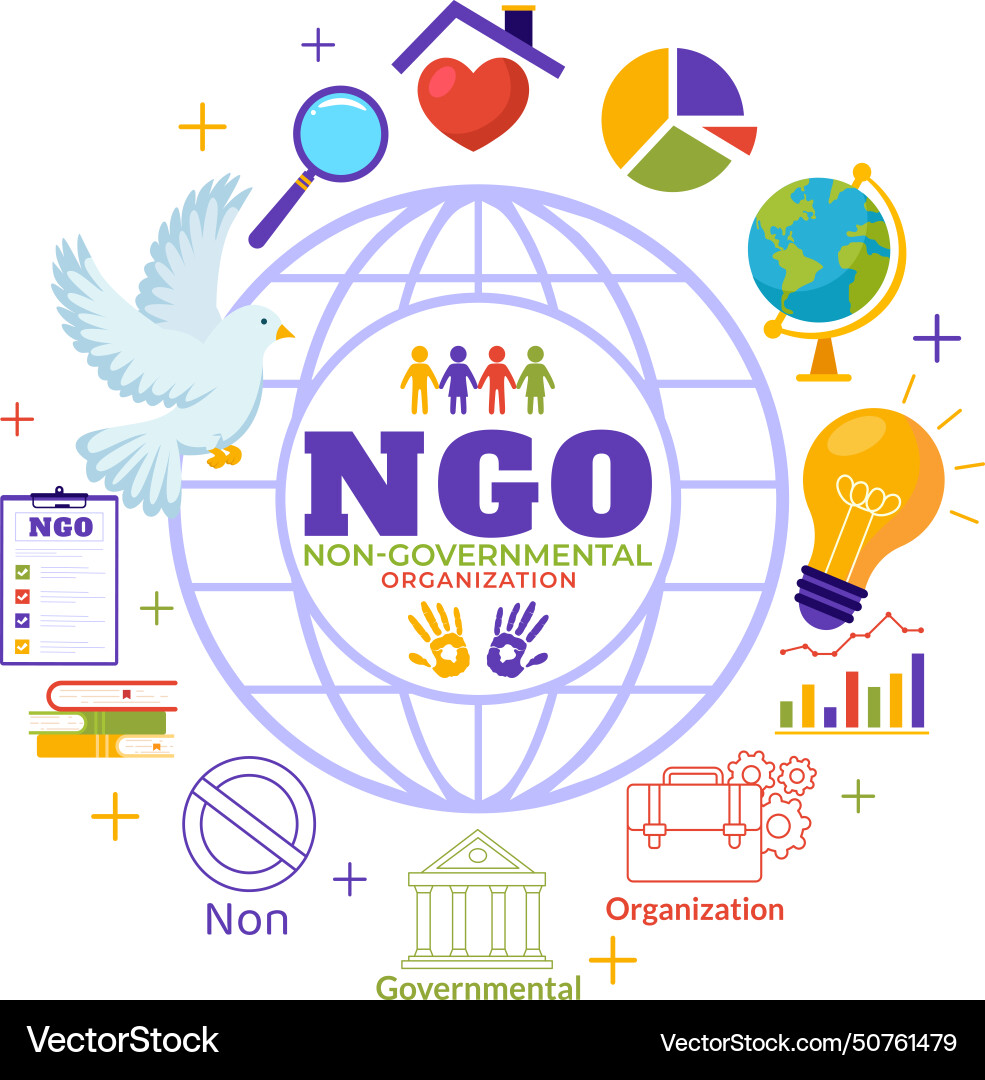 Ngo or non-governmental organization to serve Vector Image