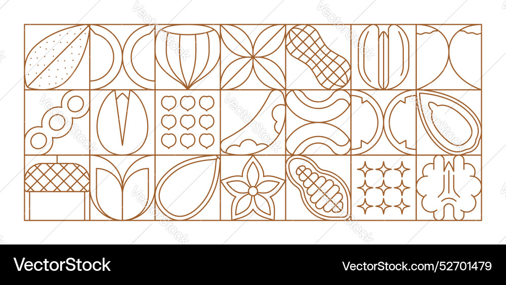 Nuts and beans food line modern geometric pattern Vector Image