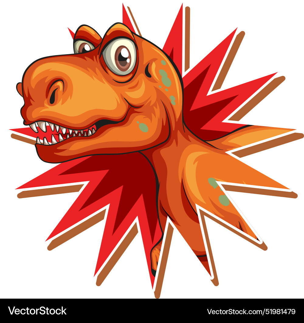 Orange dinosaur with a red burst background Vector Image