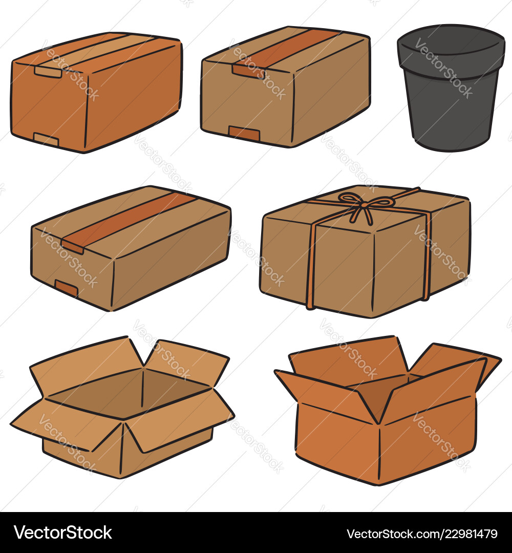 Set of box Royalty Free Vector Image - VectorStock