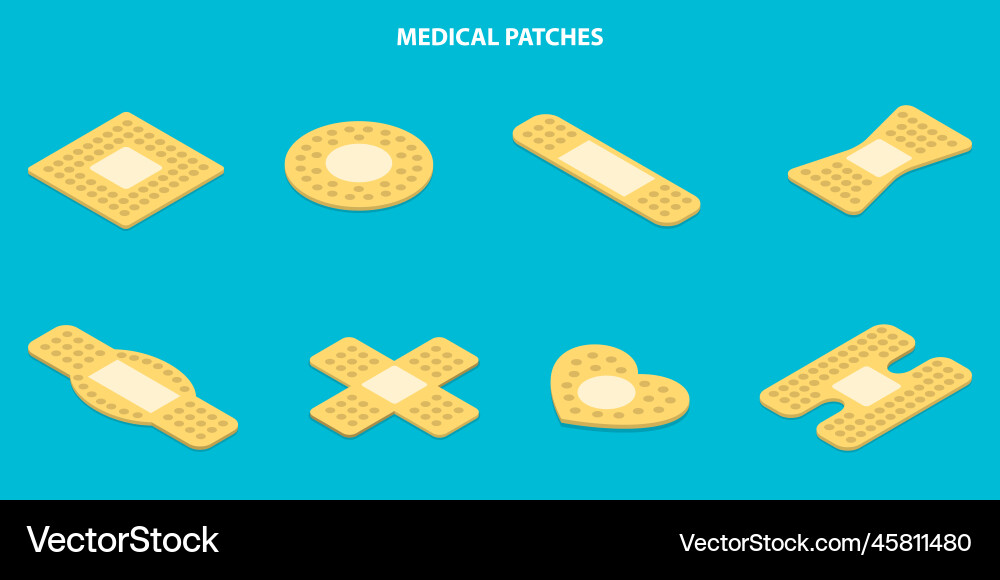 3d isometric flat icon of medical patches Vector Image