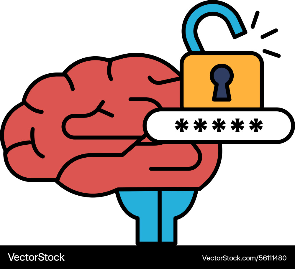 A brain with lock Royalty Free Vector Image - VectorStock