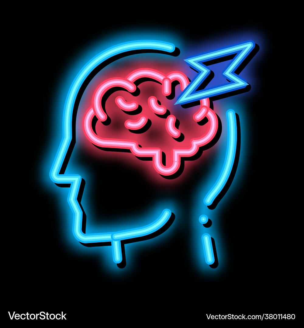 Brain Blitz Volt Silhouette Kopfschmerzen Vektorbild