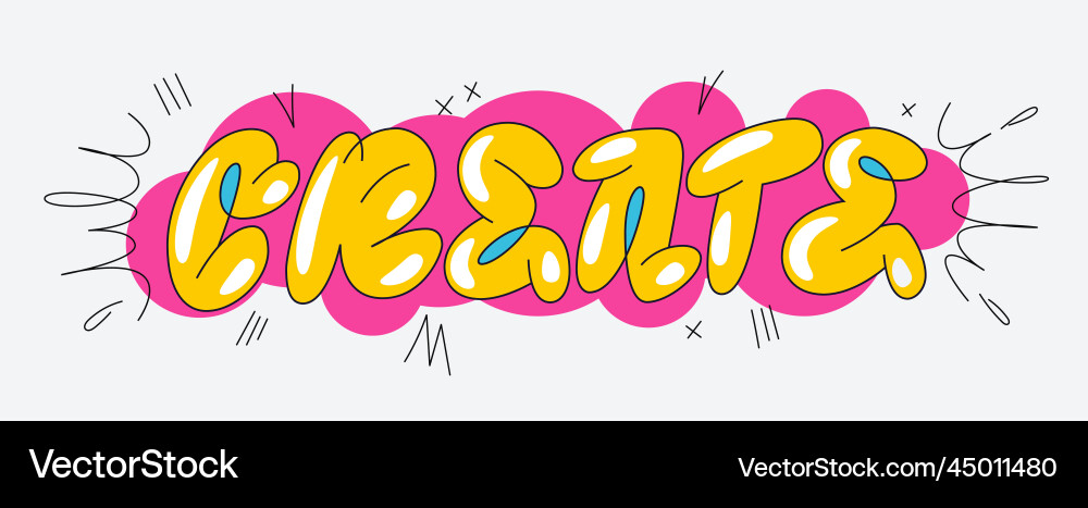 Bright yellow and pink colored graffiti style Vector Image