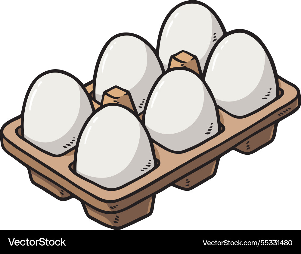 Cartoon half dozen fresh white eggs – Royalty-Free Vector | VectorStock