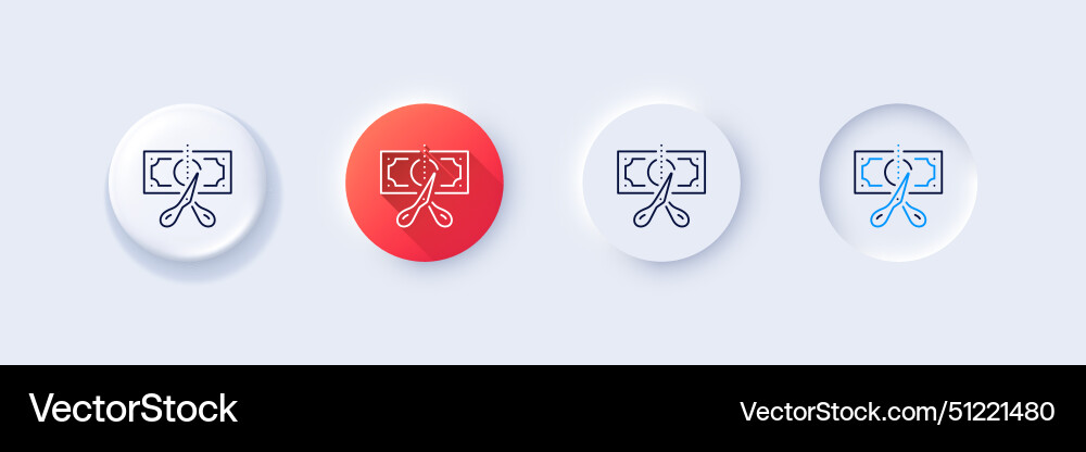 Cut tax line icon reduction rate sign Royalty Free Vector