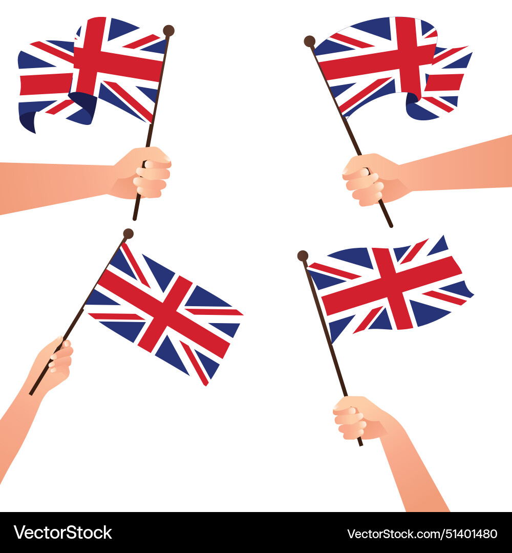 Flat design hand holding and waving the national Vector Image