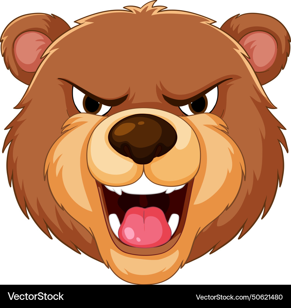 Graphic of an angry bear face Royalty Free Vector Image