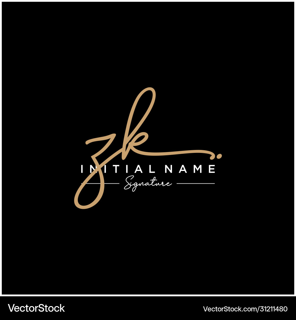 Letter zk signature logo template Royalty Free Vector Image