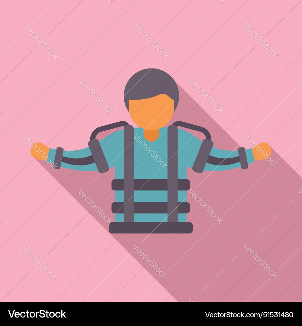 Man wearing medical exoskeleton icon Royalty Free Vector