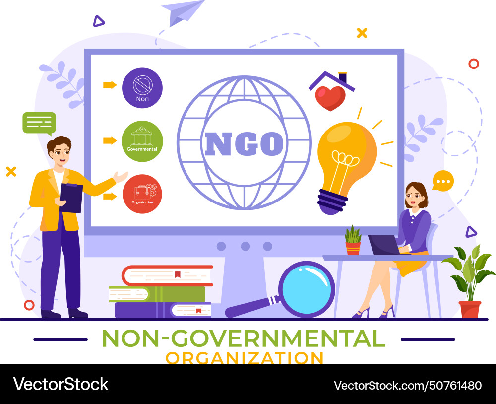 Ngo or non-governmental organization to serve Vector Image
