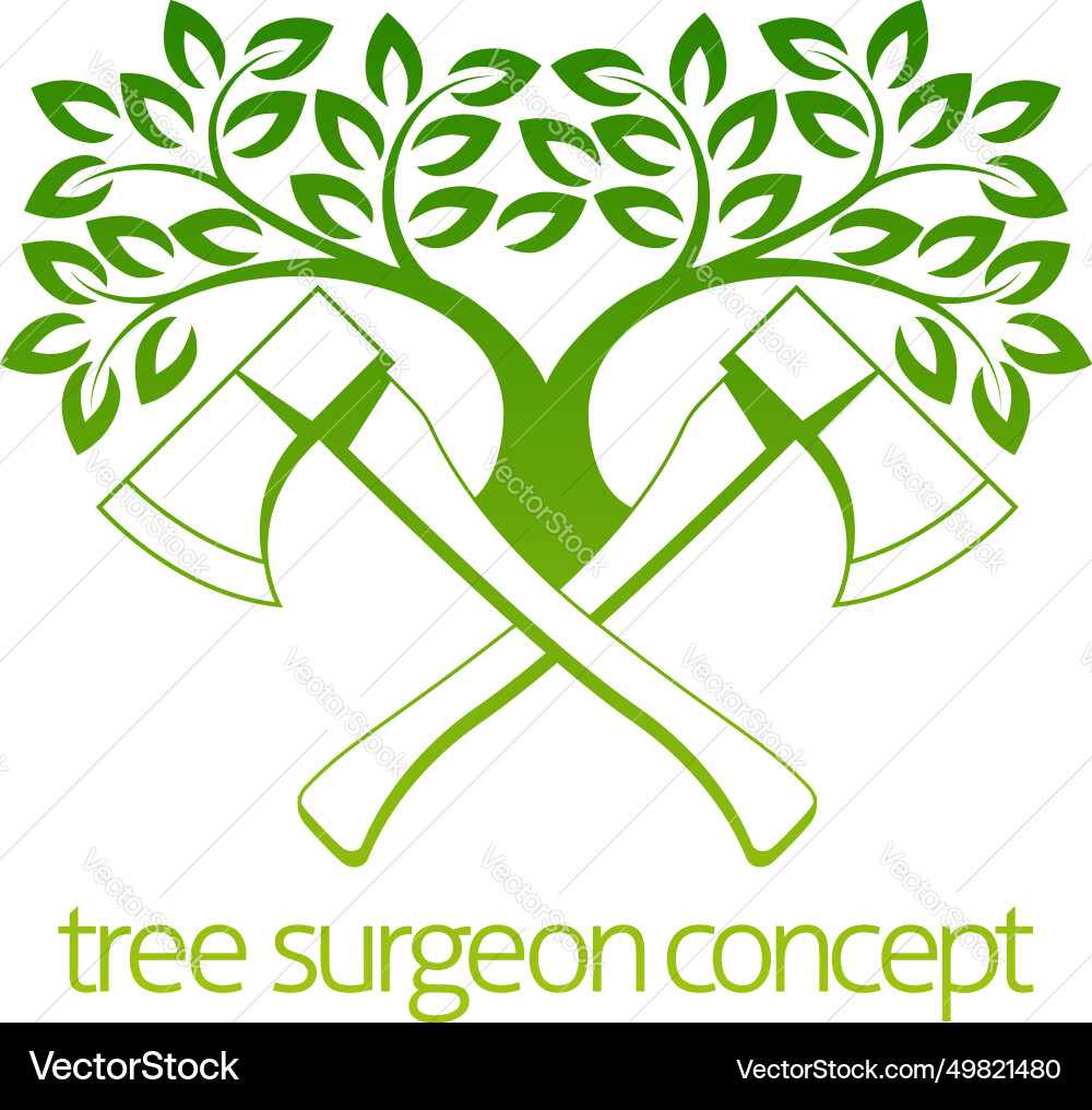 Tree surgeon axes and design Royalty Free Vector Image