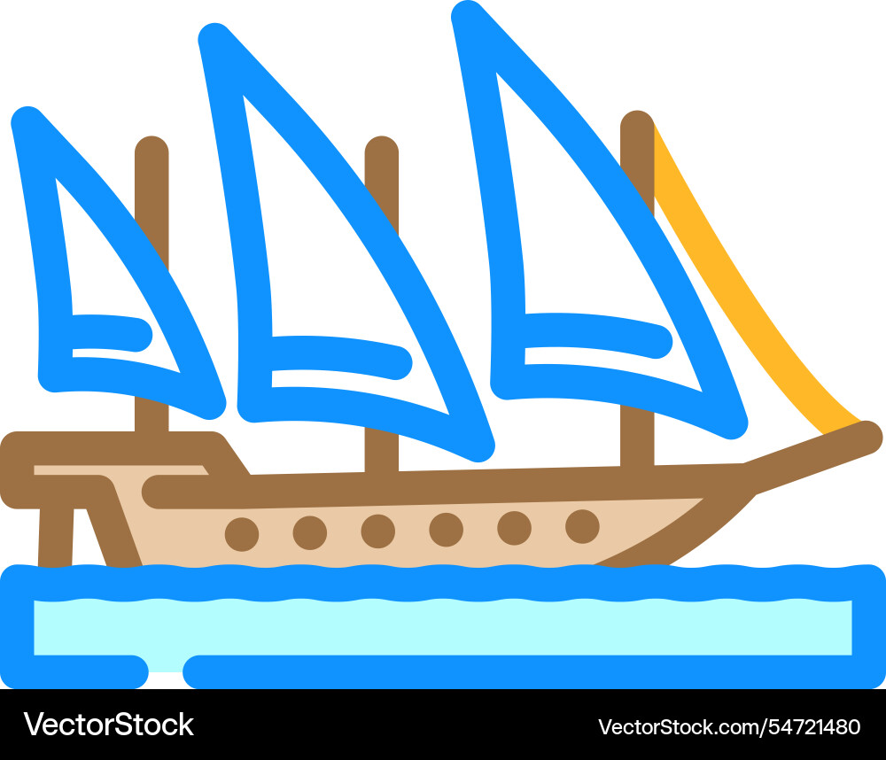 Xebec ancient ship color icon Royalty Free Vector Image