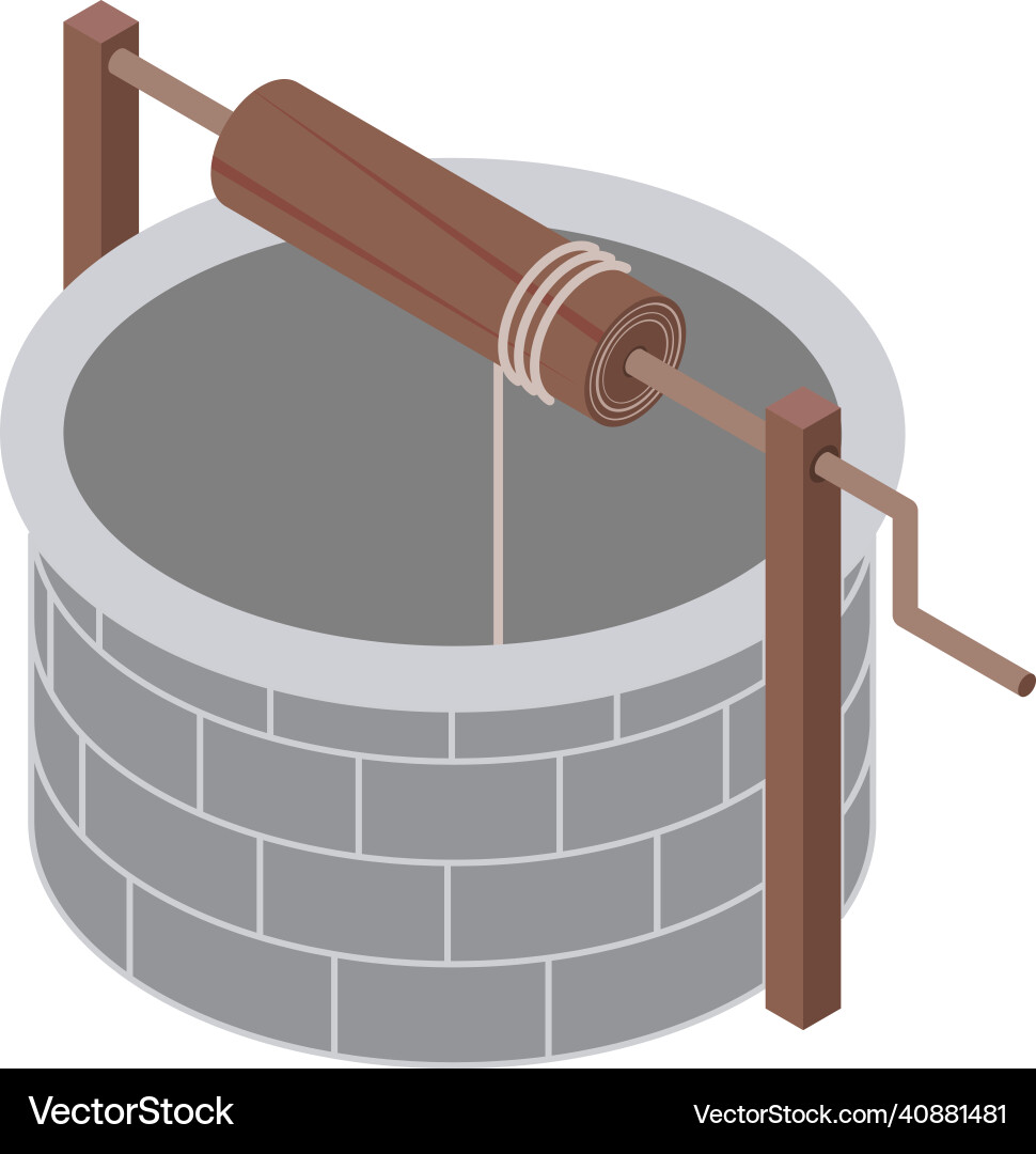 Countryside water well composition Royalty Free Vector Image