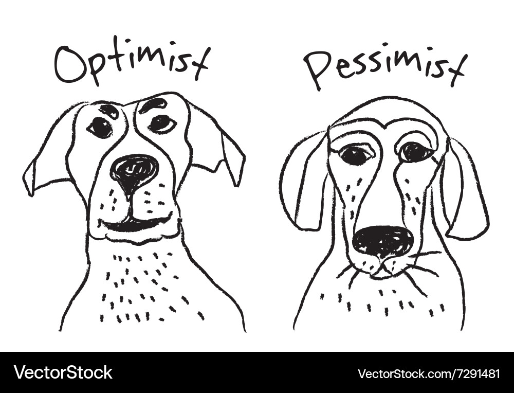 Dog faces emotions optimism pessimism Royalty Free Vector