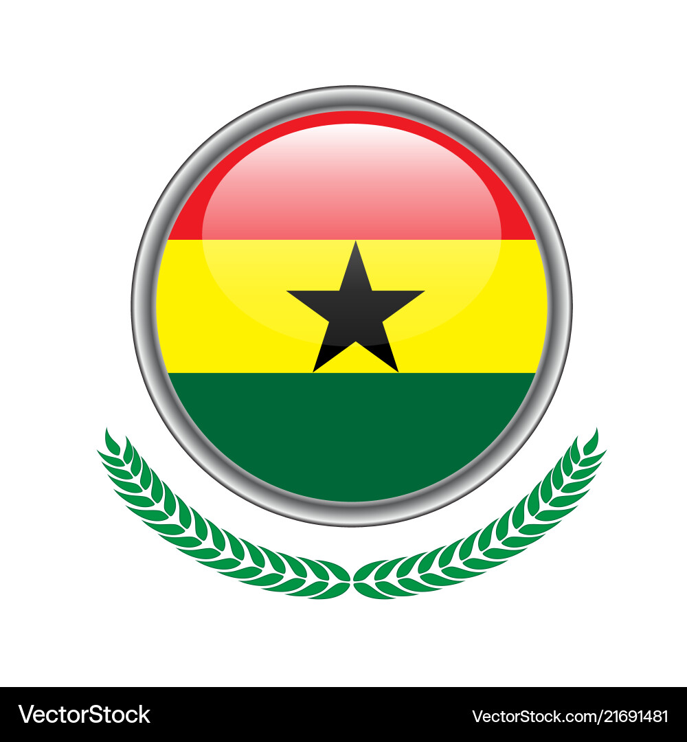 Ghana flag button icon Royalty Free Vector Image