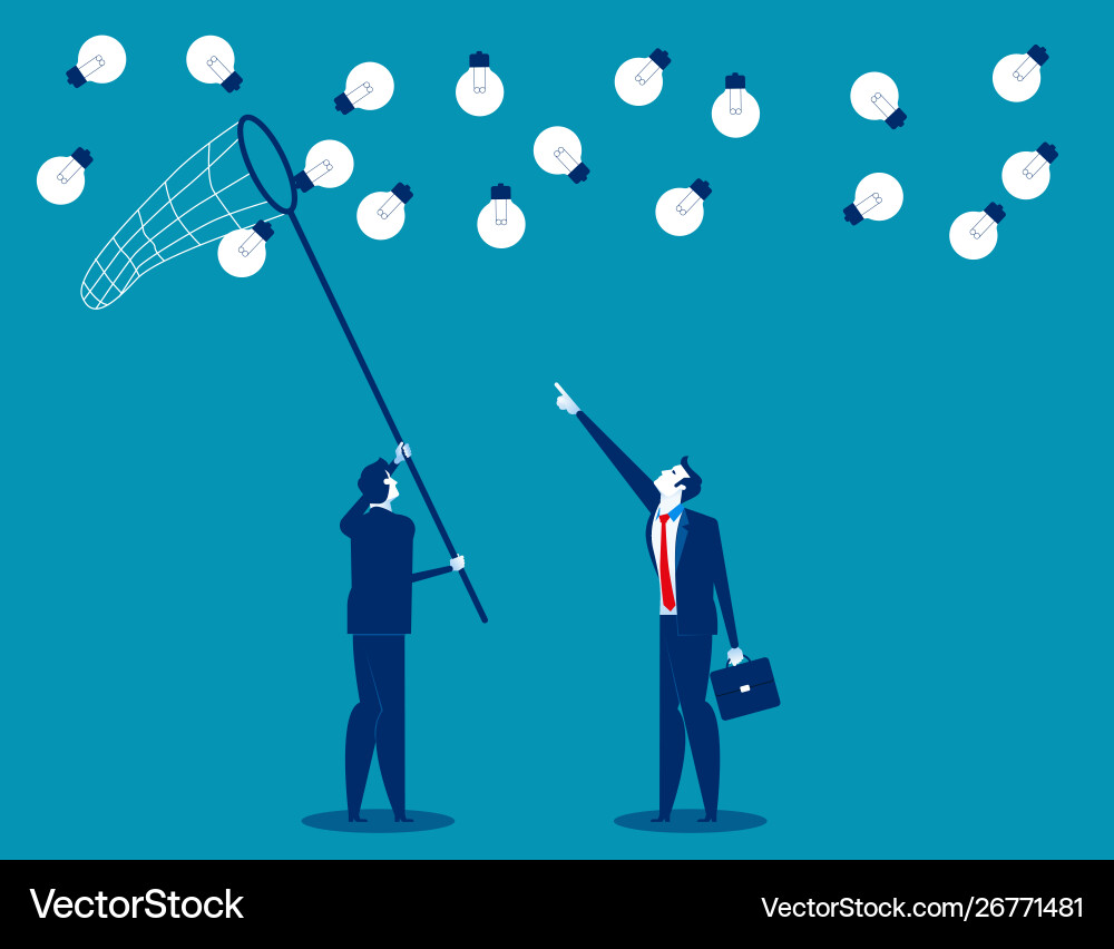 Manager and team catching ideas with a butterfly Vector Image