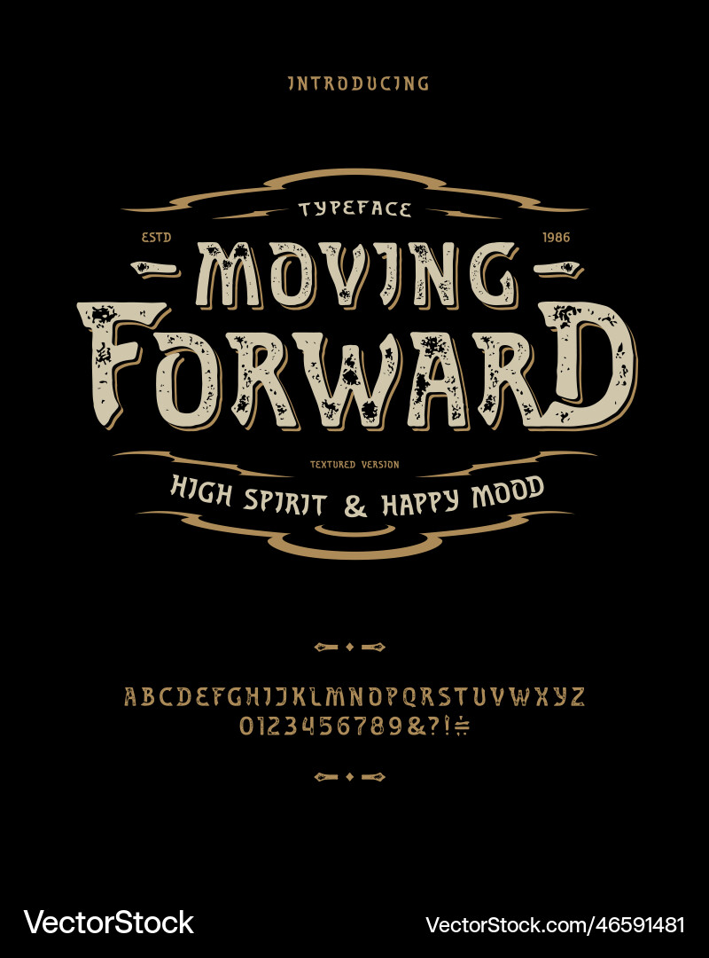 Moving Forward Font - Vintage Typeface Royalty Free Vector