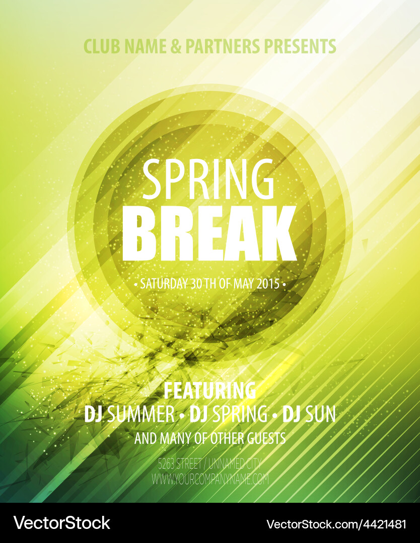 Spring break party template poster Royalty Free Vector Image