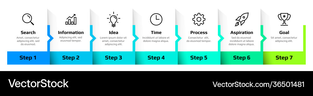 Step diagram flowchart infographic sequence Vector Image