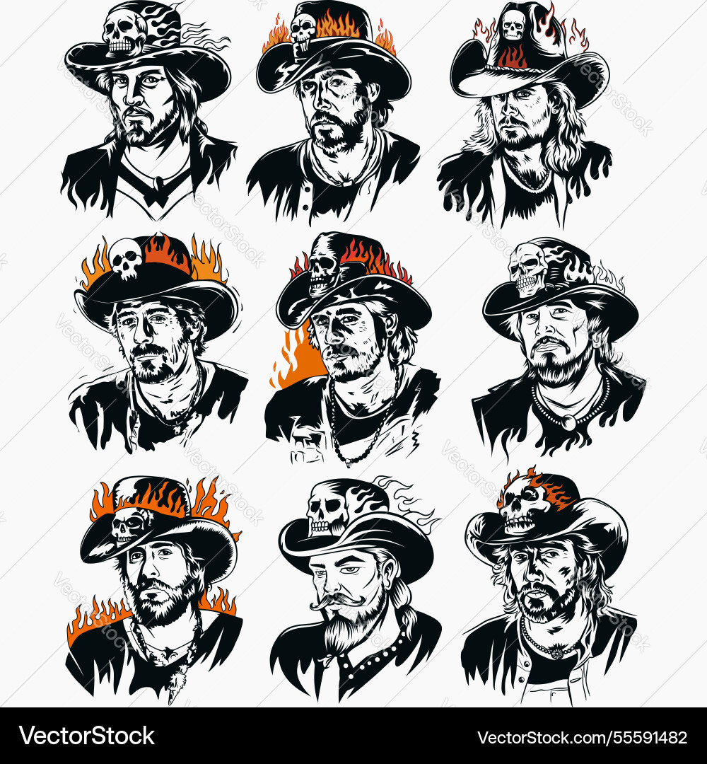 Cowboy svg bundle 28 western clipart design Vector Image
