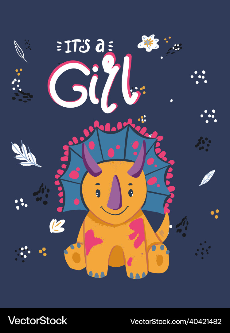 Cute cartoon little dinosaur Royalty Free Vector Image