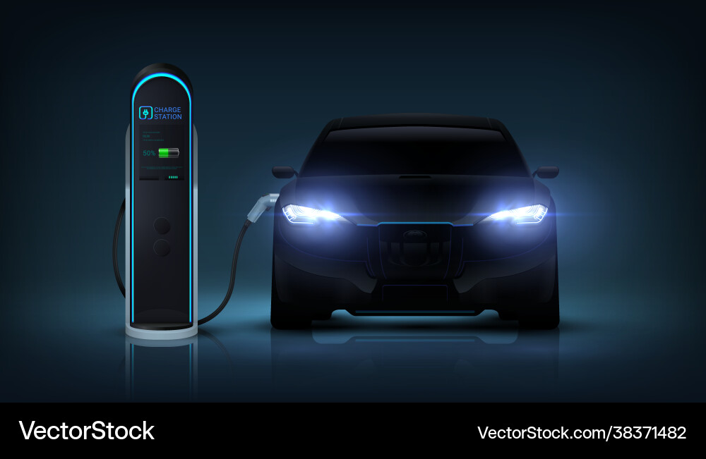 Electric car charge realistic automobile charging Vector Image