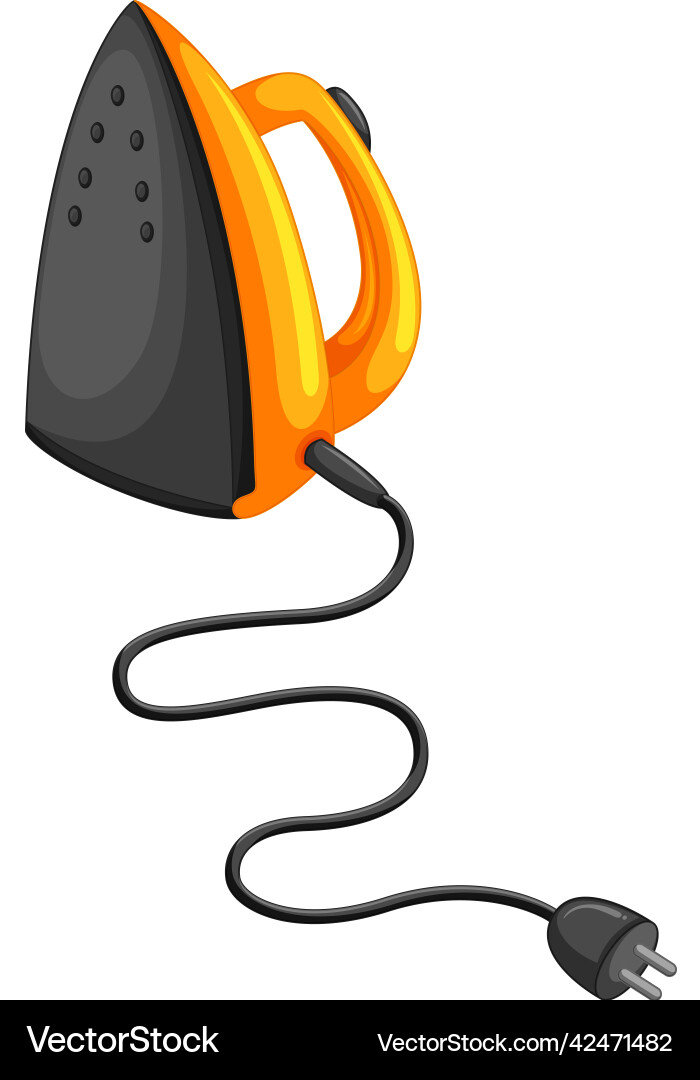 Electric iron in yellow color Royalty Free Vector Image