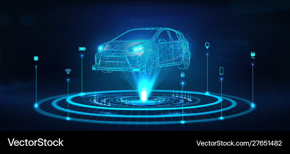 Hologram auto futuristic polygonal model Vector Image