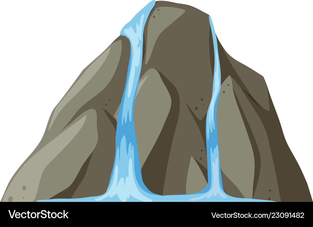 Rock waterfall white background Royalty Free Vector Image