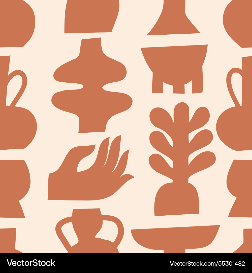 Seamless pattern with ceramic pottery tableware Vector Image