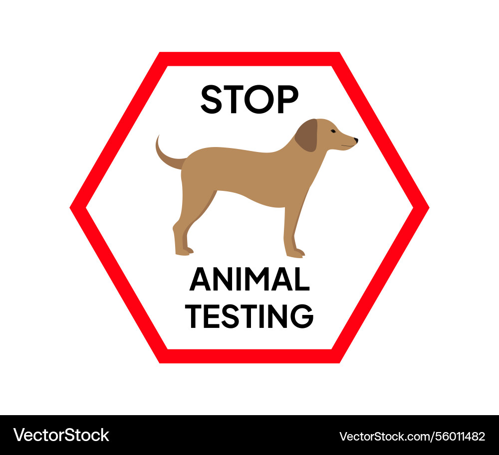 Stop animal testing sign with dog promoting Vector Image